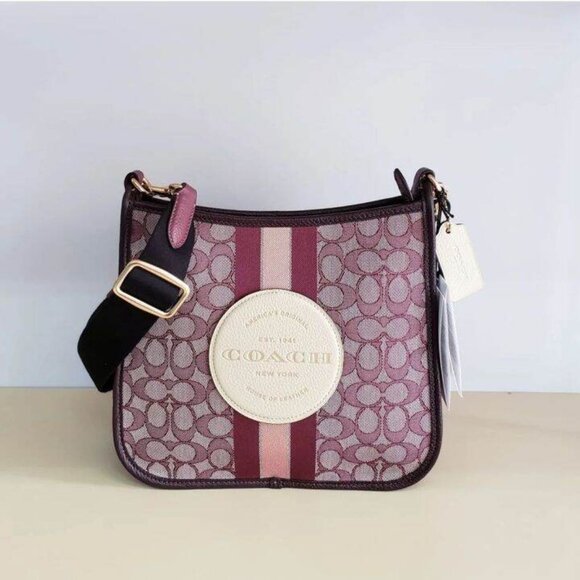 Coach | Bags | New Coach Dempsey Signature Wine Jacquard Stripe Dempsey ...